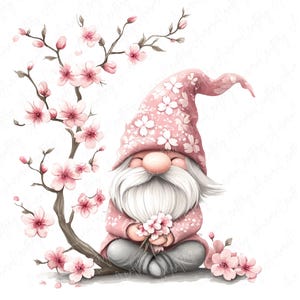 15 Spring Gnomes Clipart, Garden Gnome, Floral Gnome Clipart, Floral ...