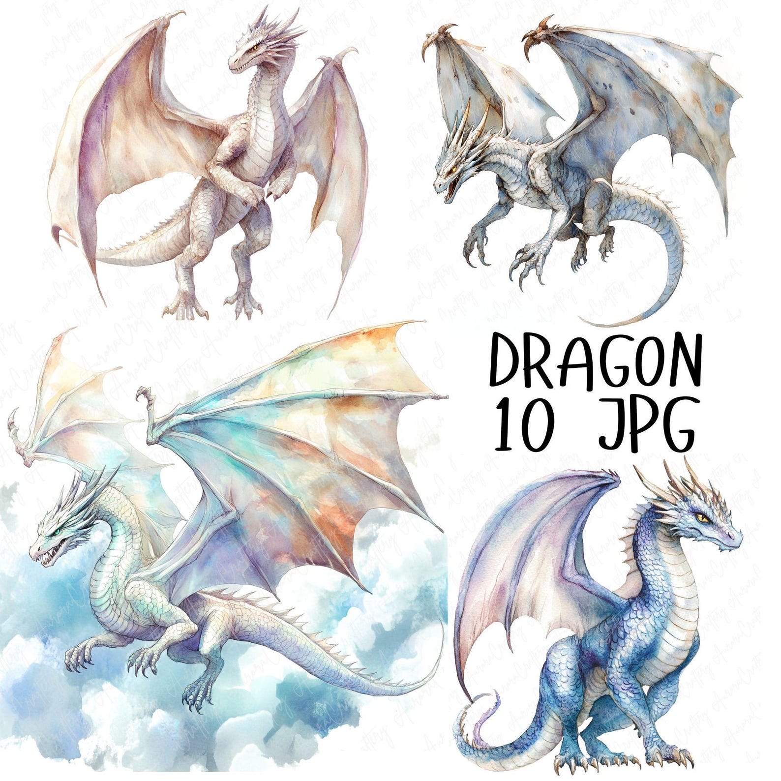 10 Majestic Dragon Clipart, Fantasy Dragon, Fantasy Clipart, Enchanted ...