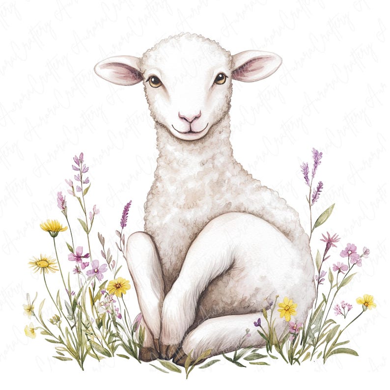 12 Watercolor Sheep Farm Clipart, Cute Sheep Clipart, Farm Animal ...
