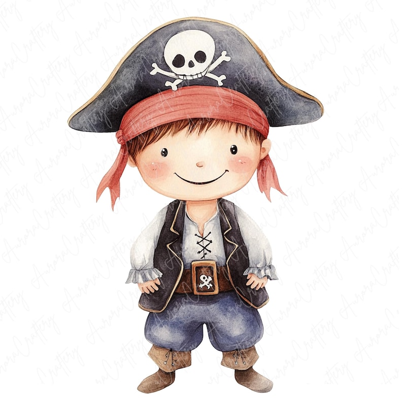 8 Cute Pirate Kid Clipart Cute Pirate Boy, Watercolor Pirate Clipart ...
