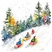 8 Watercolor Winter Sledding Clipart, Festive Snow Clipart, Winter ...
