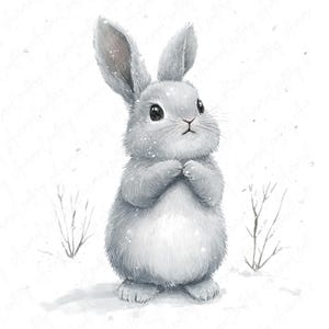 20 Watercolor Winter Rabbit Clipart, Cute Snowy Bunny Clipart, Cozy ...