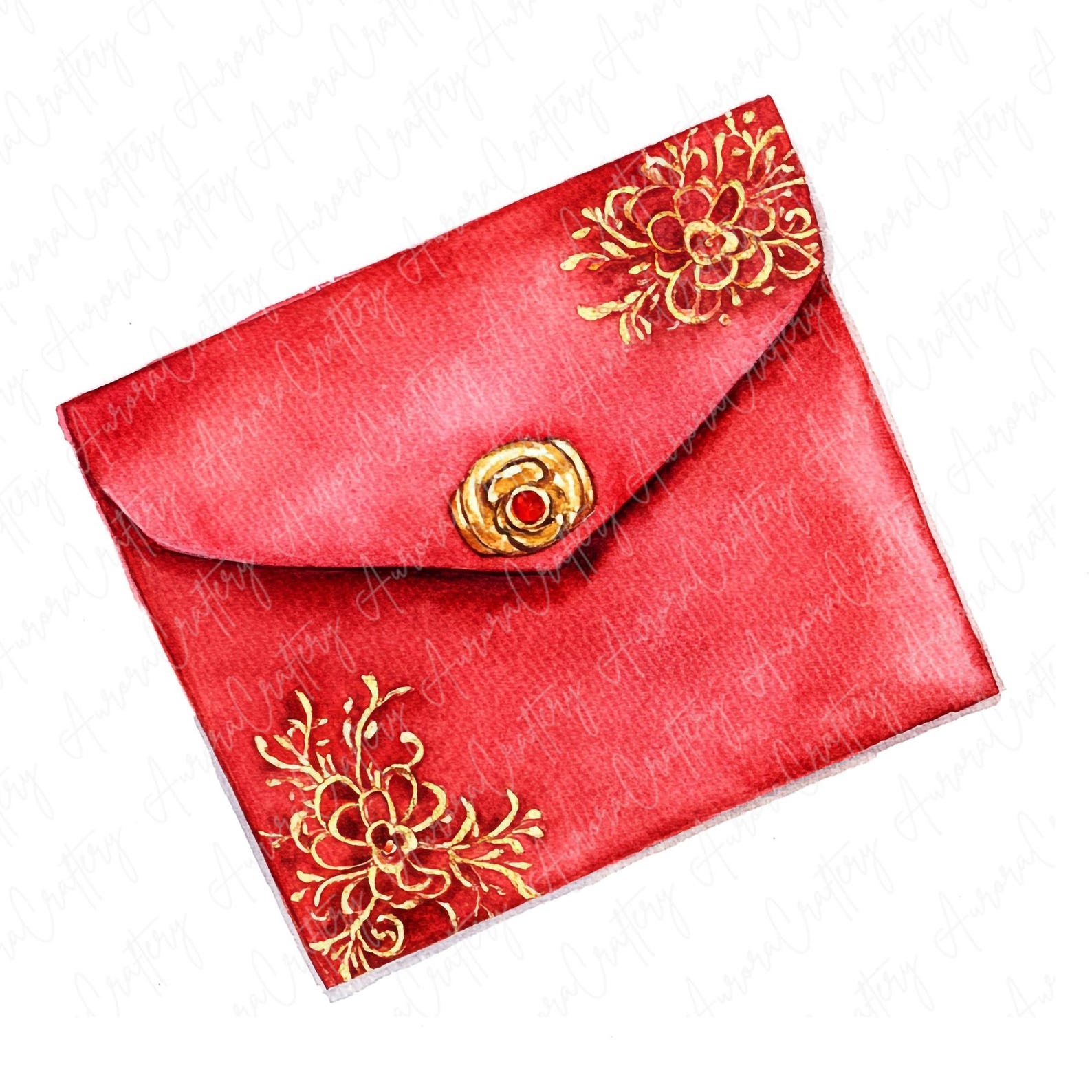 7 Watercolor Red Envelopes Clipart, Chinese New Year Clipart ...