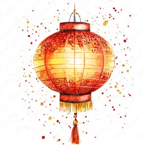 8 Chinese New Year Lantern Clipart, Festive Hanging Lanterns Clipart ...