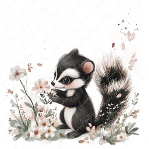 13 Watercolor Skunk Clipart, Woodland Skunk, Cute Forest Animal Clipart ...