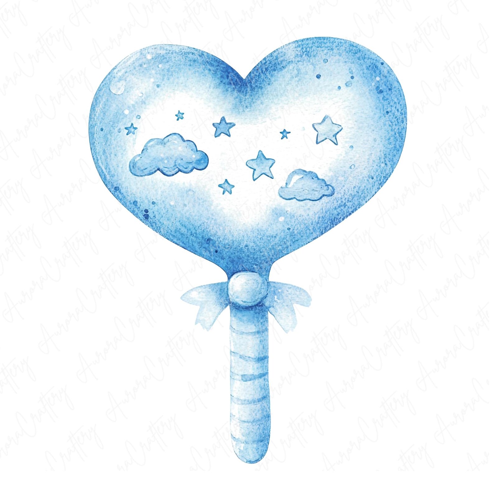 8 Blue Baby Rattle Clipart Set – Watercolor Baby Boy Rattles With Stars ...