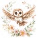 10 Watercolor Owl Clipart, Cute Owl Woodland Clipart, Woodland Owl and ...