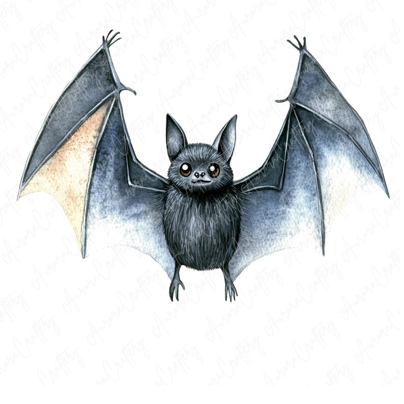 8 Spooky Bat Clipart, Watercolor Cute Bats Clipart, Scary Clipart Bats JPG, Spooky Clipart Paper ...