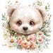 6 Watercolor Floral Bear Clipart, Cute Bear With Flower Wreaths ...