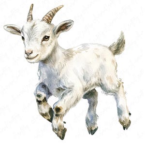 11 Watercolor Cute Goat Clipart, Adorable Baby Goat, Farm Animal ...