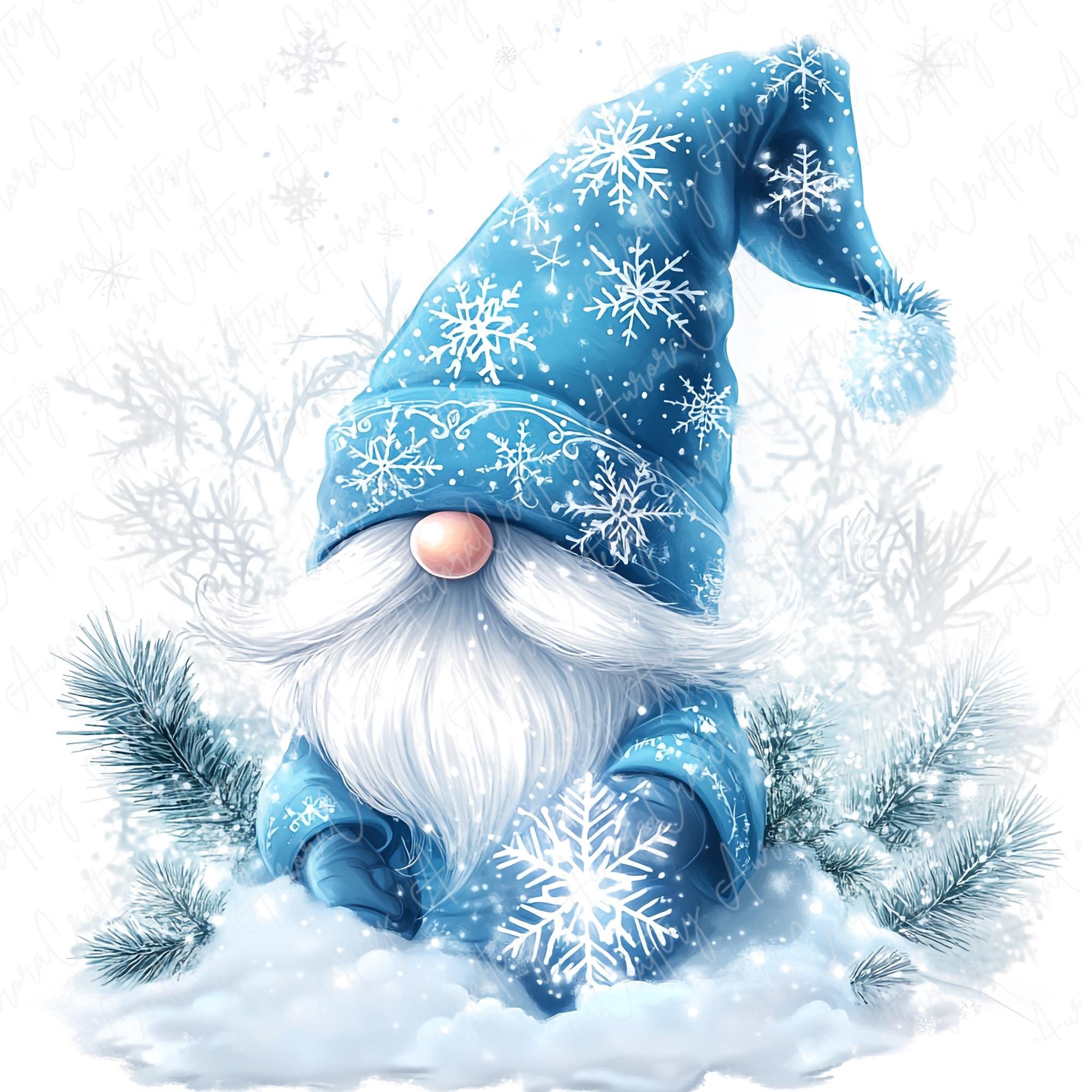 11 Winter Gnomes Clipart, Blue Gnome Snow, Festive Seasonal Clipart ...
