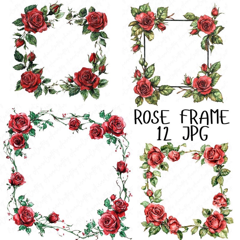 Rose Watercolor Frame - Etsy
