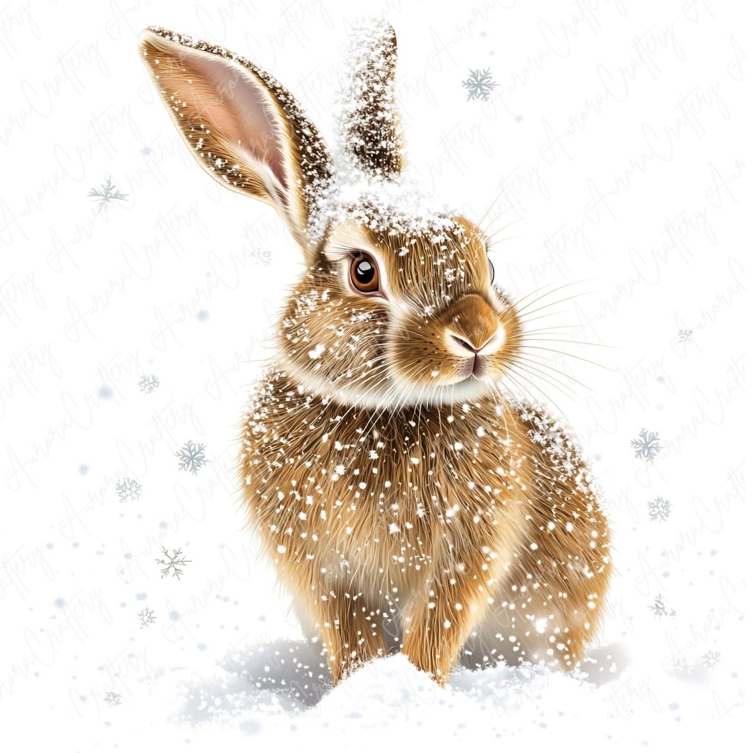 9 Watercolor Winter Bunny Clipart, Snow Rabbit in Winter, Watercolor ...