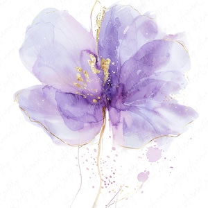 12 Abstract Purple Watercolor Floral Clipart Bundle, Soft Purple ...