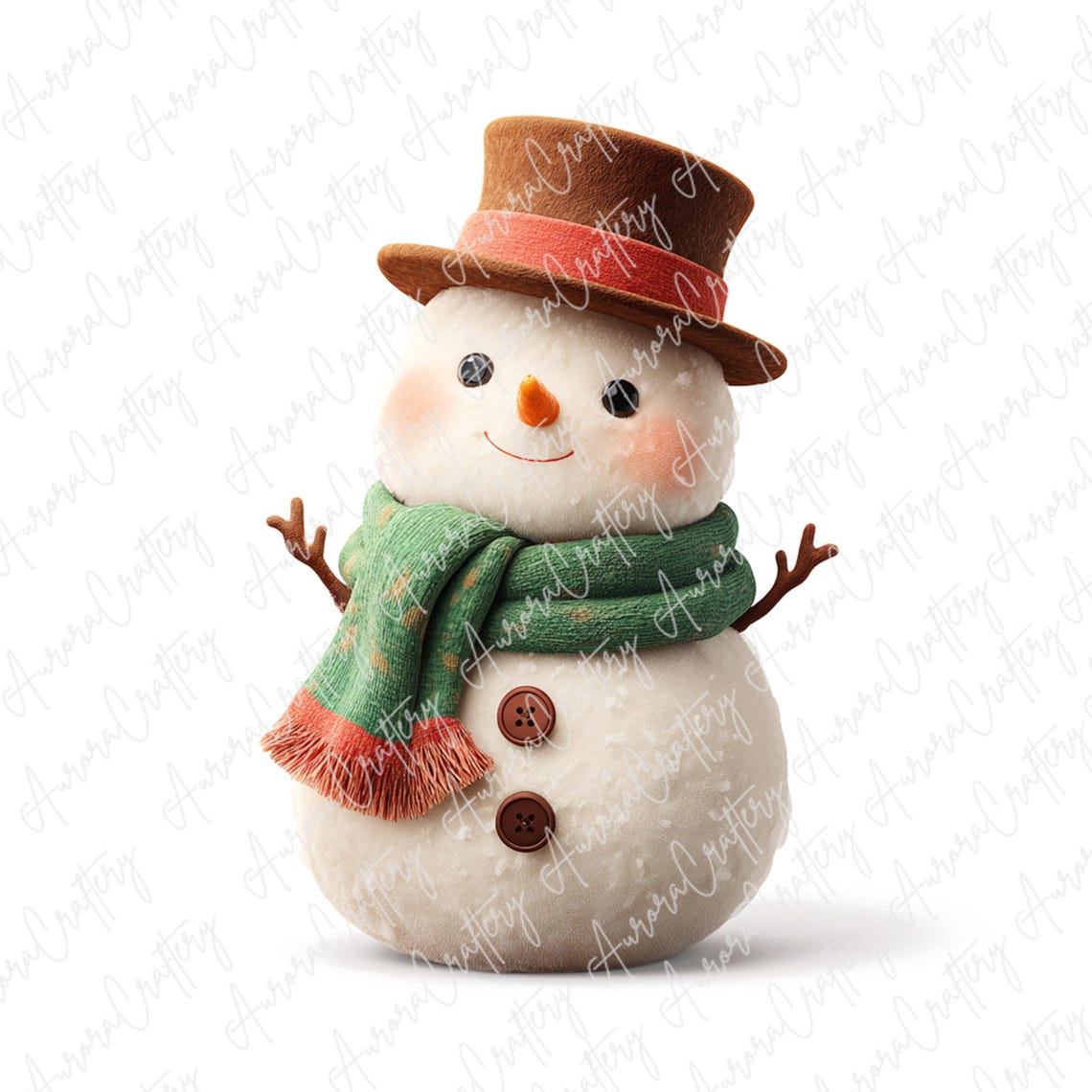 4 Festive Snowman Clipart, Watercolor Snowman With Hat and Scarf ...
