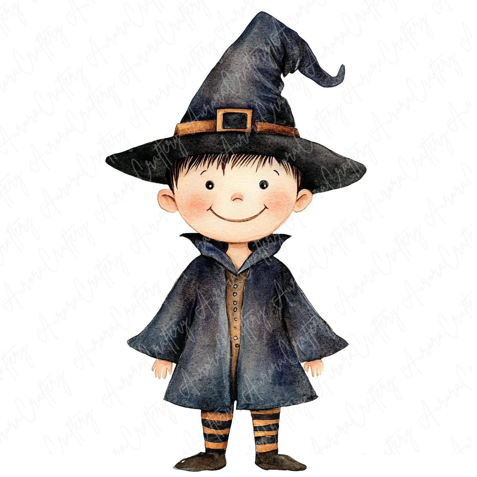 9 Watercolor Spooky Cute Boy Wizard Clipart, Adorable Witch Boys Wizard ...