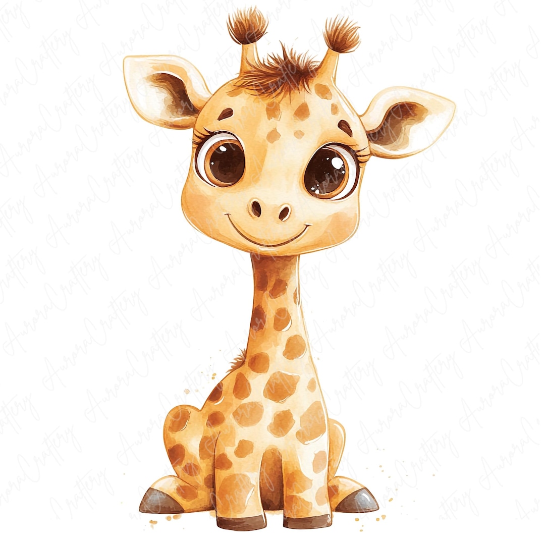 3 Watercolor Baby Giraffe Clipart, Cute Jungle Animal Clipart, Baby ...