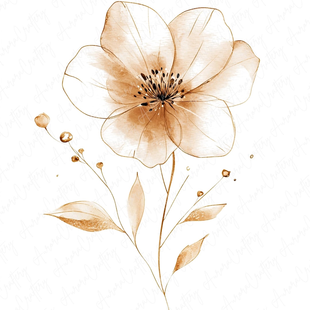12 Vintage Sepia Watercolor Floral Clipart Bundle, Beige and Taupe ...
