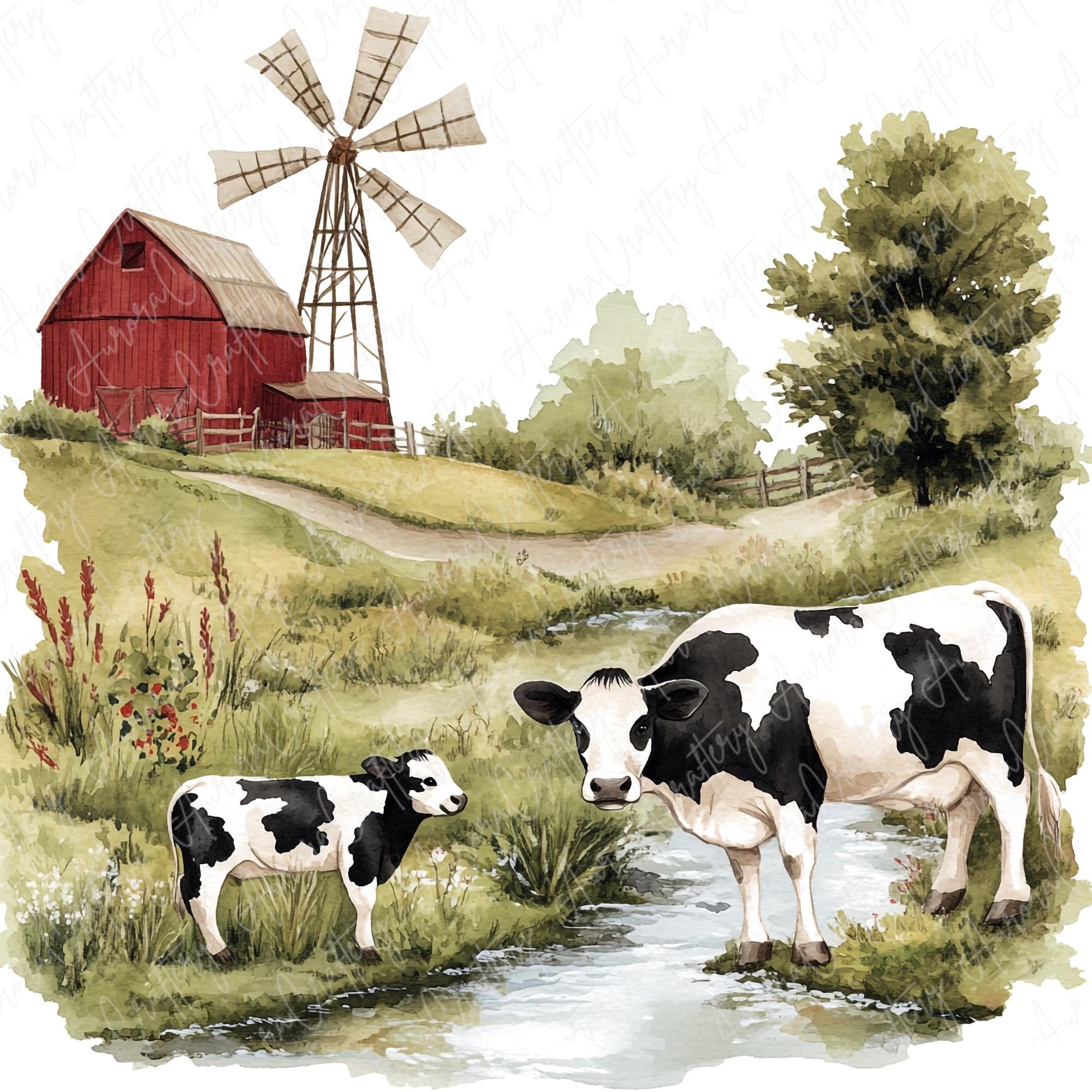 13 Calf Farm Clipart Watercolor Cow Clipart Calf Clipart, Farm Animals ...