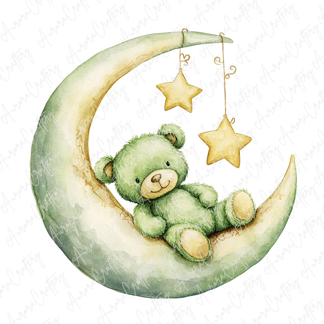 5 Watercolor Green Teddy Bear Clipart, Teddy Bear Nursery Clipart ...