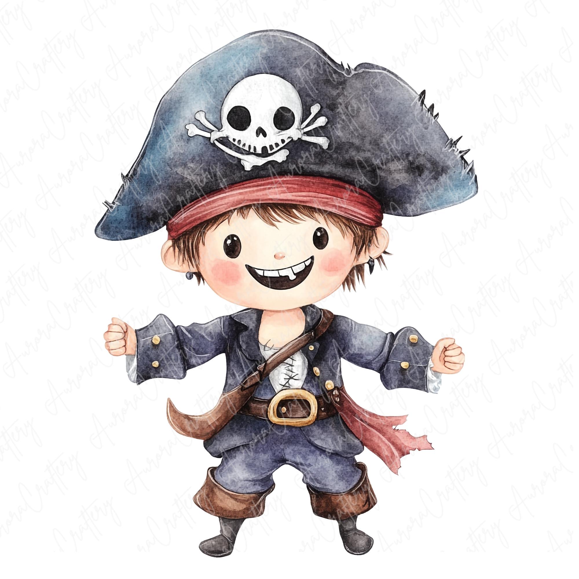 8 Cute Pirate Kid Clipart Cute Pirate Boy, Watercolor Pirate Clipart ...