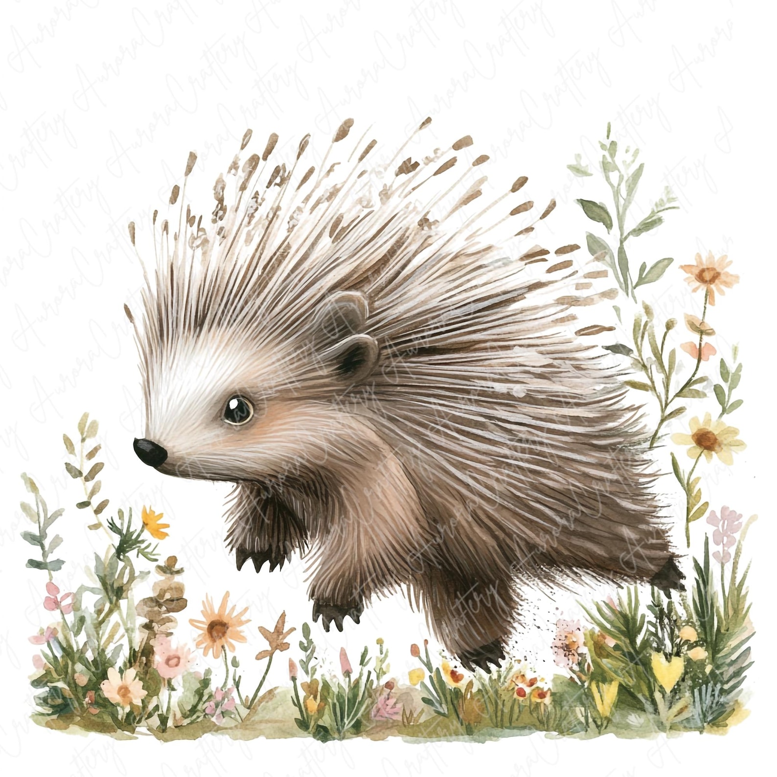 14 Watercolor Porcupine Clipart, Woodland Porcupine, Cute Forest Animal ...