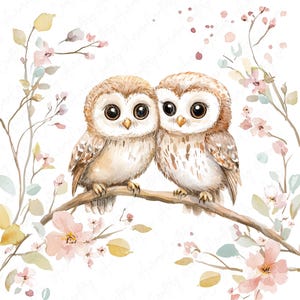 10 Watercolor Owl Clipart, Cute Owl Woodland Clipart, Woodland Owl and ...