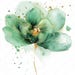 16 Abstract Green Watercolor Floral Clipart Bundle, Mint Green & Gold ...