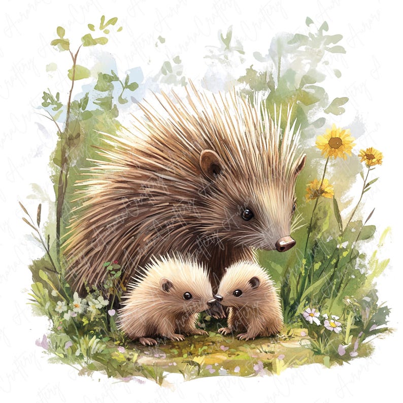 14 Watercolor Porcupine Clipart, Woodland Porcupine, Cute Forest Animal ...