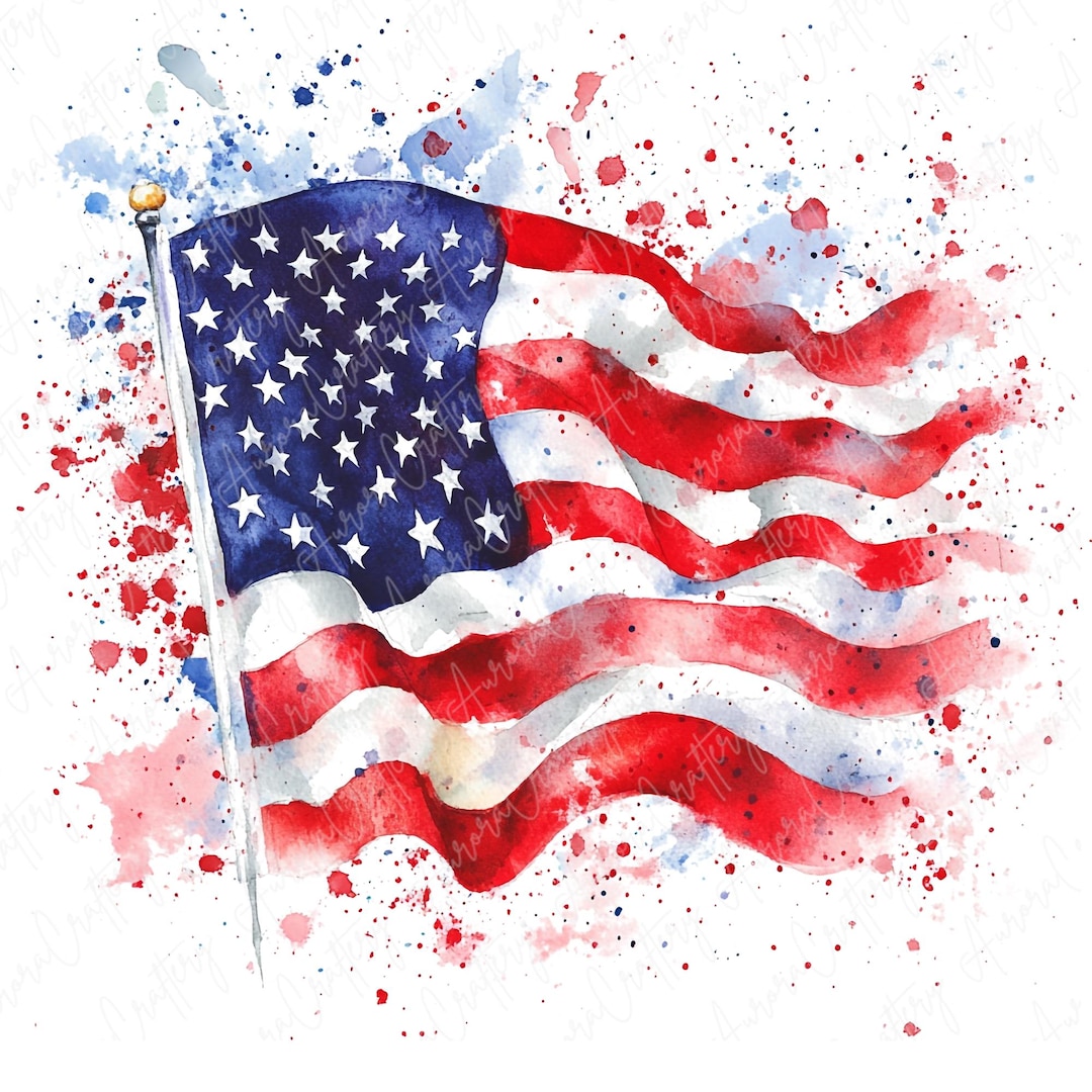 11 Watercolor American Flag Clipart | Red, White, Blue USA Flags ...