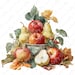 8 Watercolor Pear and Apple Clipart, Autumn Fruit Illustrations With ...