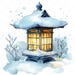 9 Watercolor Snow Lantern Clipart, Festive Japanese Lantern With Snow ...