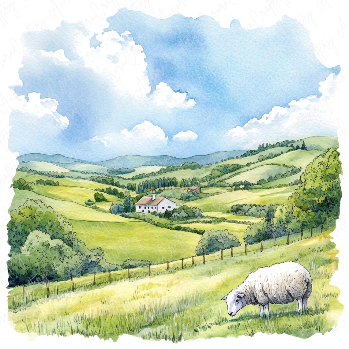 12 Watercolor Sheep Farm Clipart, Cute Sheep Clipart, Farm Animal ...