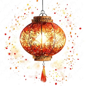8 Chinese New Year Lantern Clipart, Festive Hanging Lanterns Clipart ...