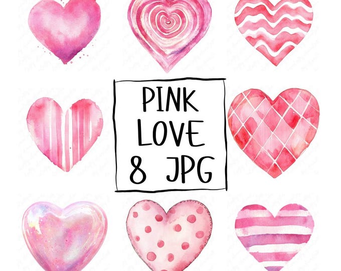 Watercolor Hearts, Clipart Hearts, Valentine Clipart, Love Clipart ...