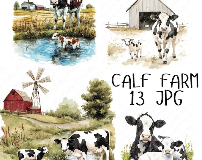 Cow Clipart, Cowgirl Clipart, Calf Clipart, 14 High Quality Jpgs, Farm ...
