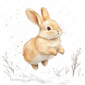 20 Watercolor Winter Rabbit Clipart, Cute Snowy Bunny Clipart, Cozy ...