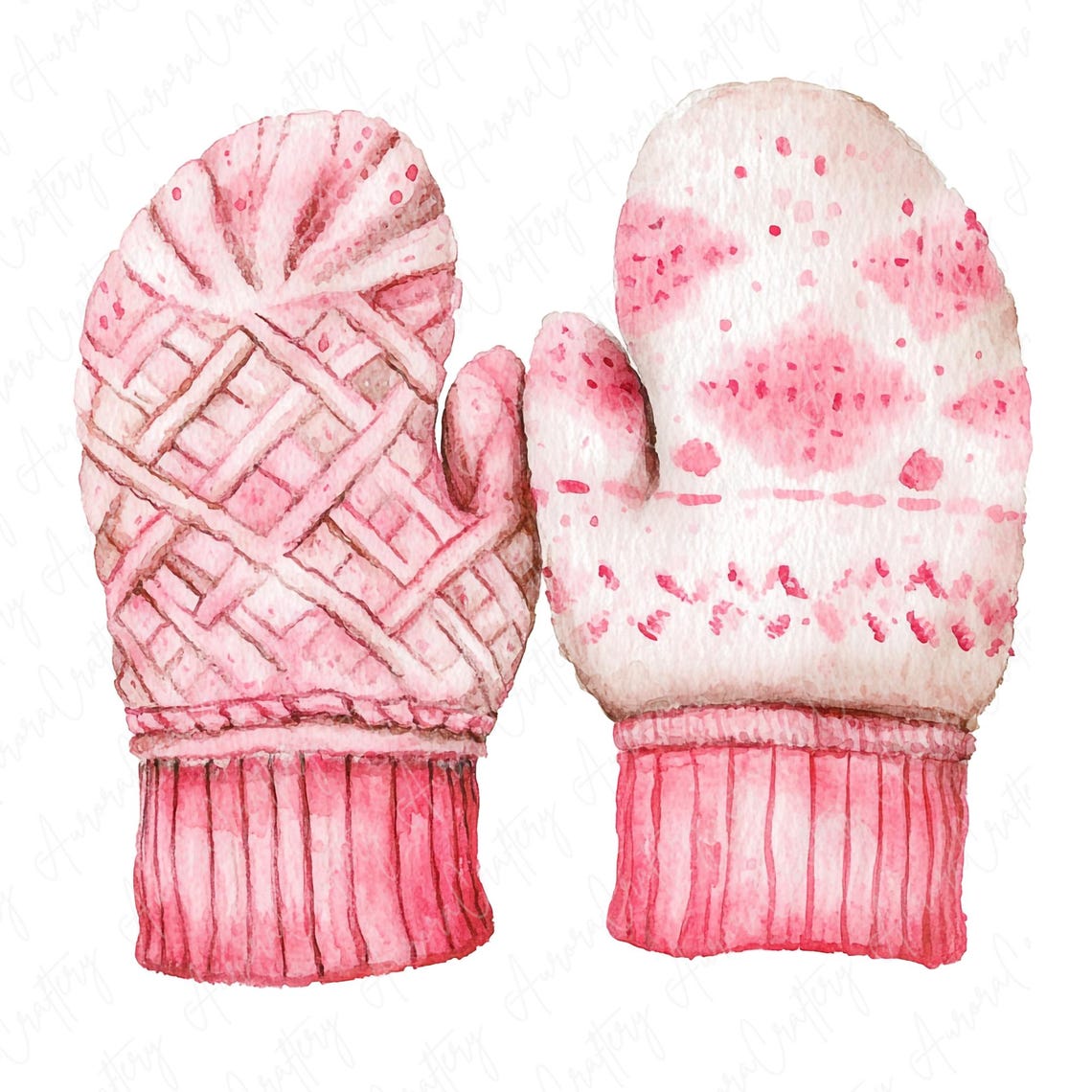 6 Pink Mittens Winter Clipart, Cozy Winter Mittens Clipart, Winter ...