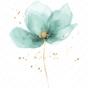 11 Watercolor Coral and Mint Floral Clipart, Flower Clipart, High ...