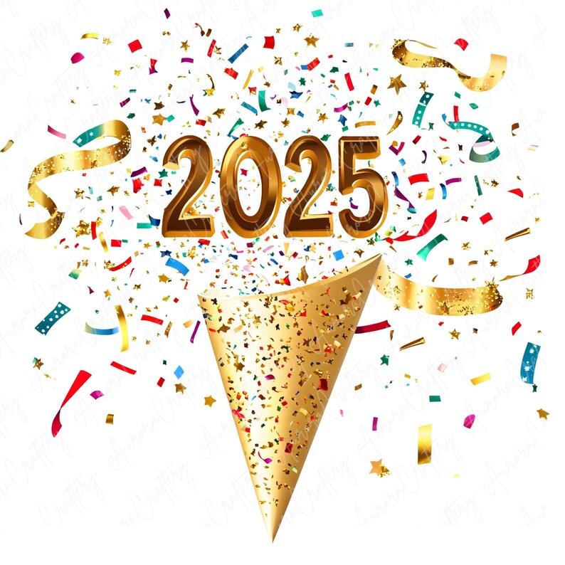 7 Watercolor New Year 2025 Clipart, Festive Party Clipart, New Year ...