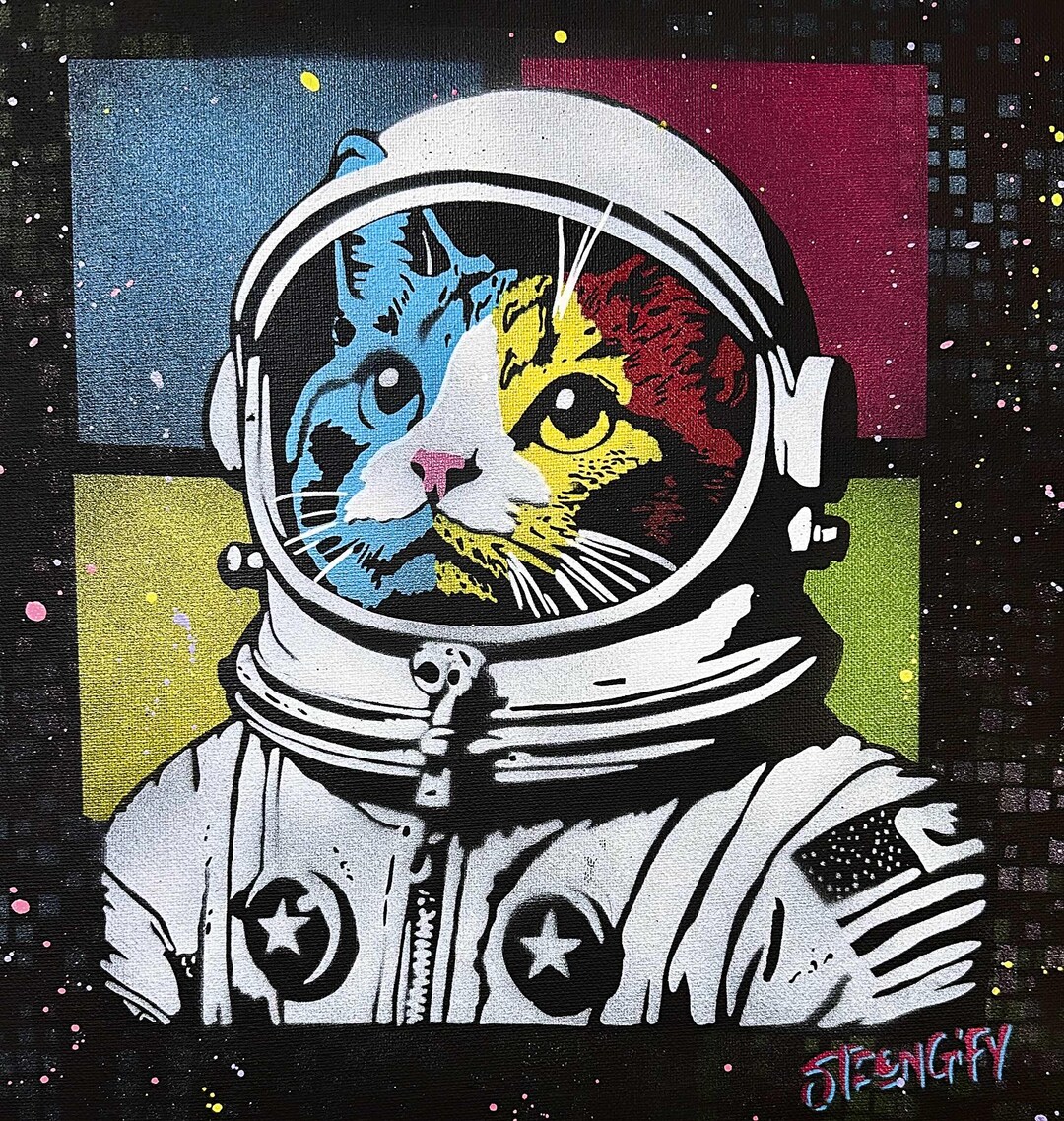 Meowter Space Art Print: Cat Pop Art - Whimsical Home Decor - Etsy