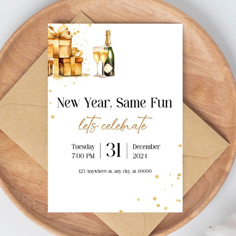 Printable New Years Day Party Invitation - Editable Digital New Year ...