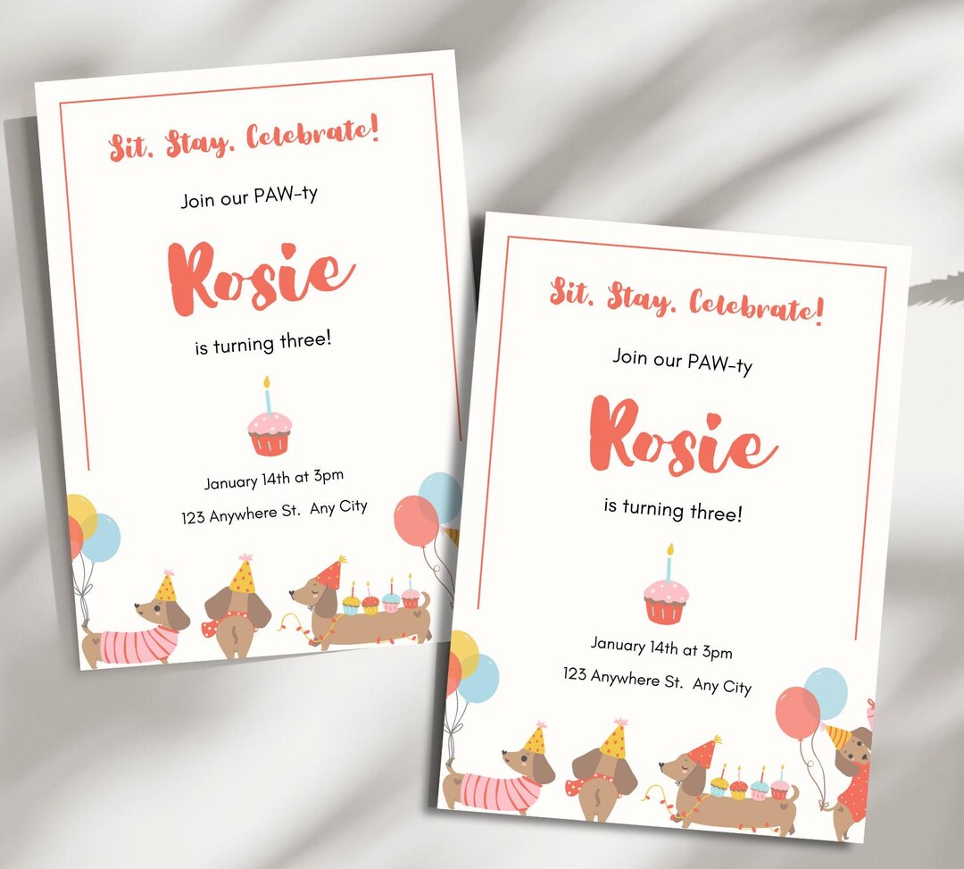 Adorable Dog-themed Birthday Invitation - Perfect for Your Little One’s ...