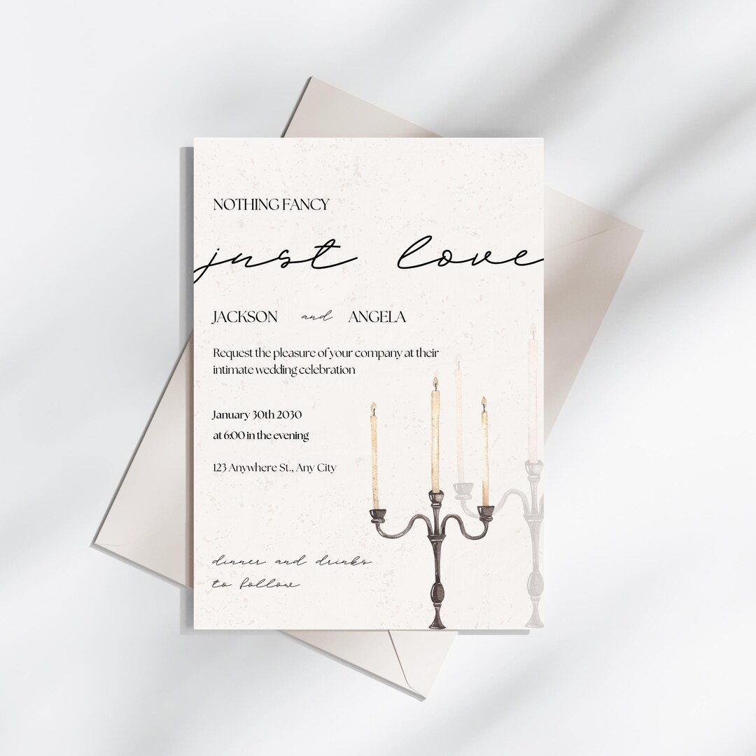 Editable Minimalist Wedding Invitation | Digital Intimate Wedding ...