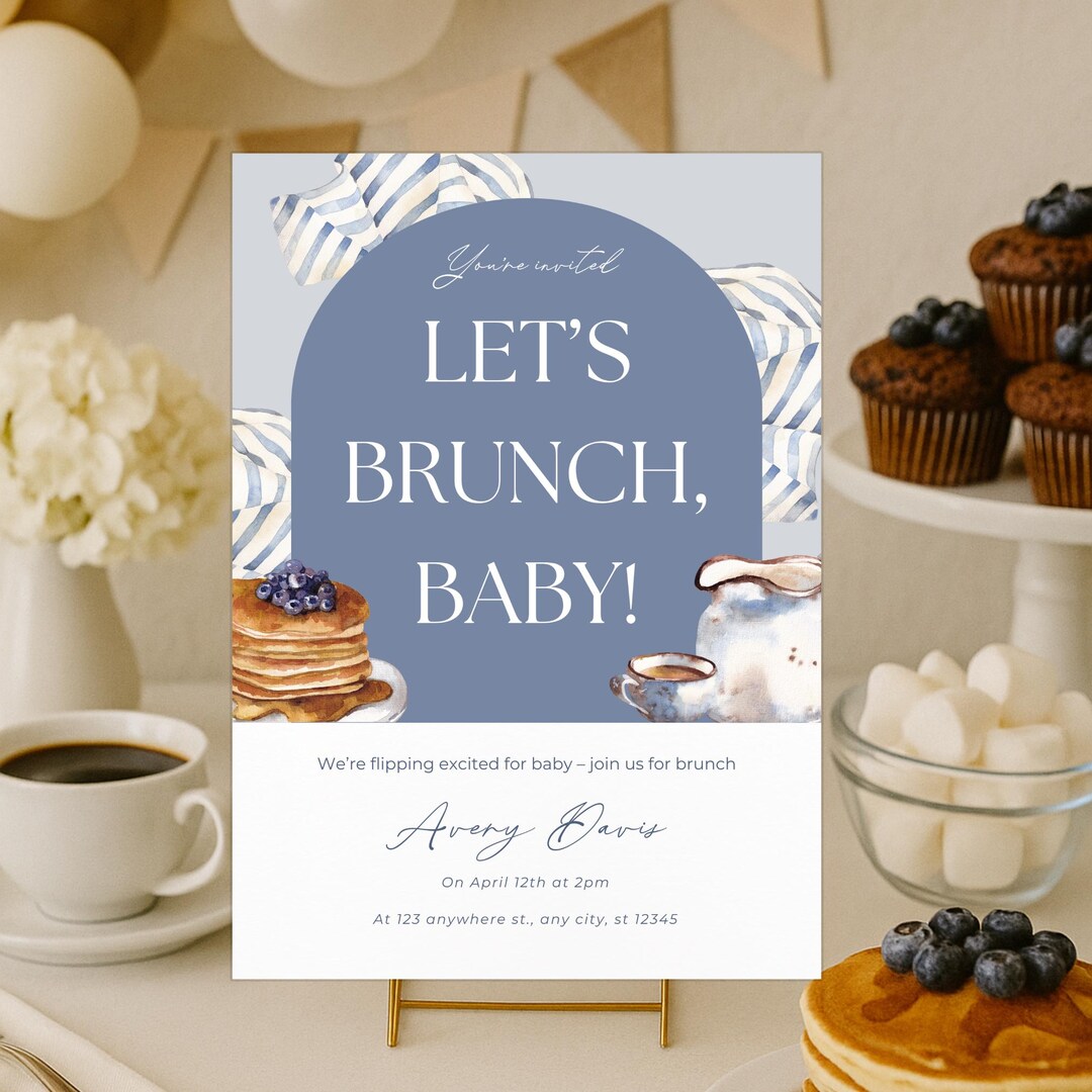Let’s Brunch, Baby! Baby Shower Invitation, Editable Canva Template ...