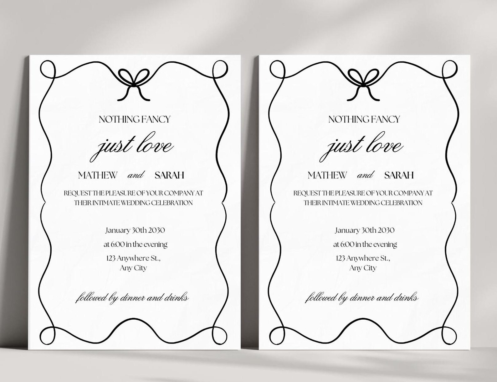 Minimalist Black & White Intimate Wedding Invitation Template - Etsy