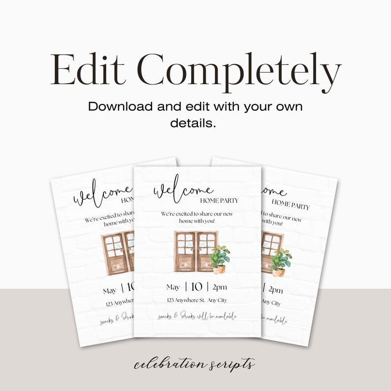 Editable Housewarming Party Invitation Template - Welcome Home ...