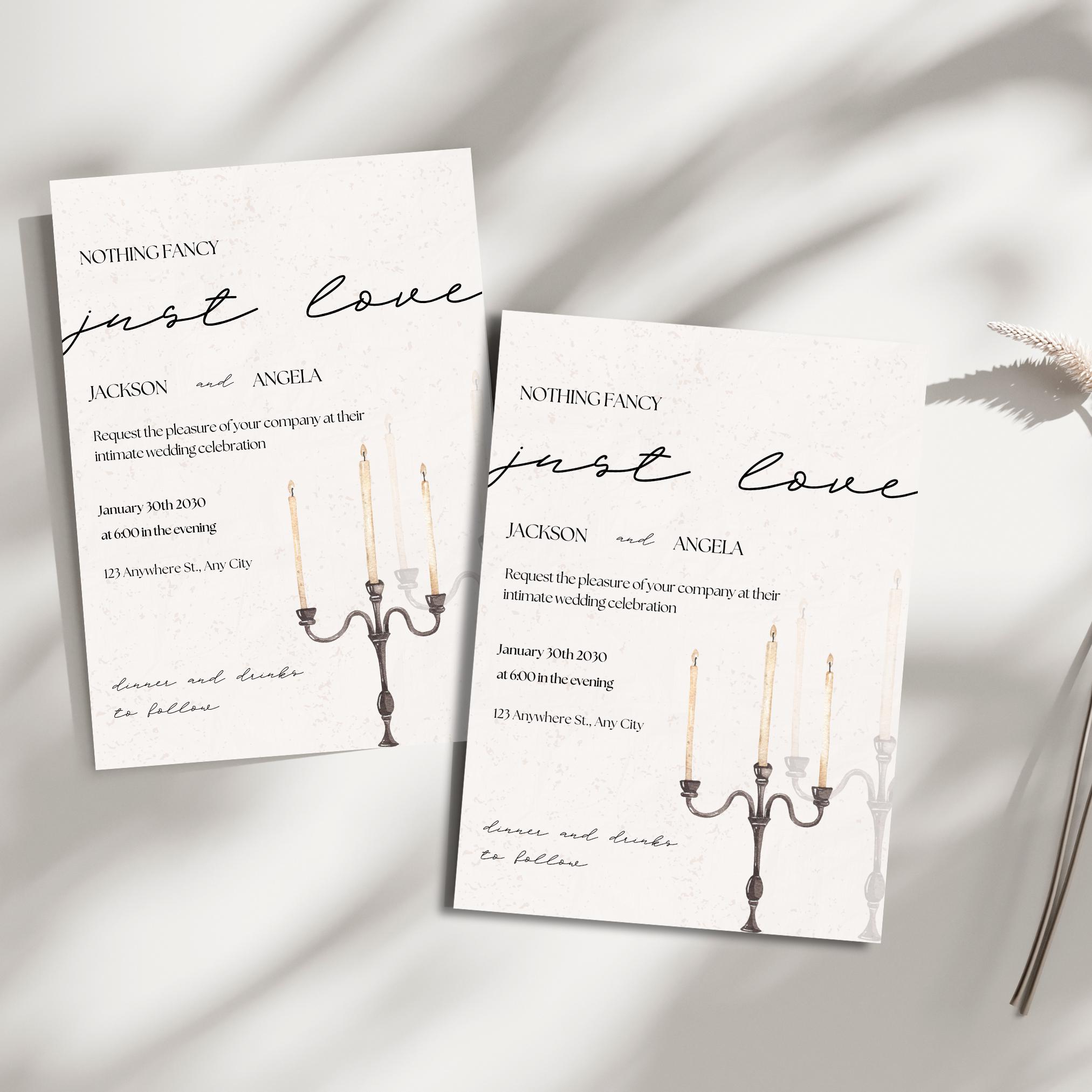 Editable Minimalist Wedding Invitation | Digital Intimate Wedding ...