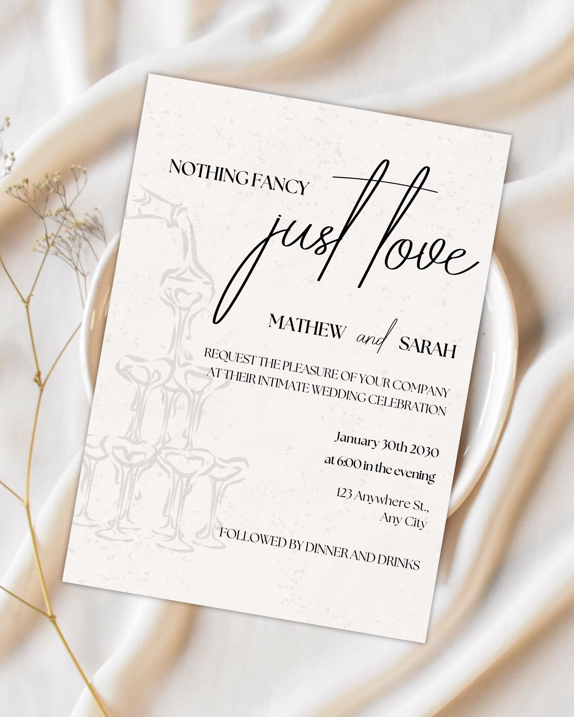 Nothing Fancy, Just Love | Intimate Wedding Invitation - Etsy