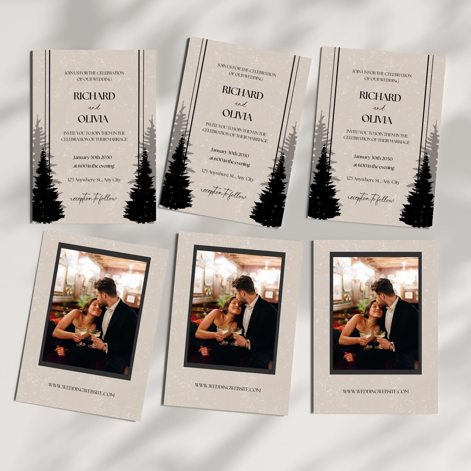 Rustic Forest Wedding Invitation | Elegant Woodland Wedding Template - Etsy